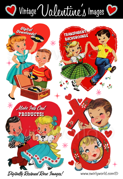 Vintage Valentine's Day Digital Images - swirly-world-design