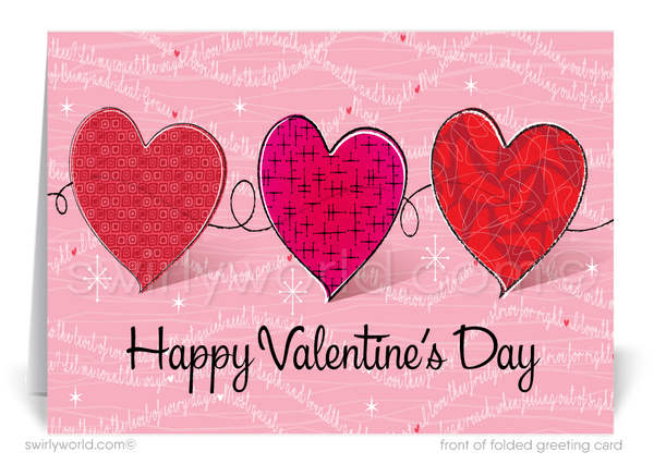 Retro Chic Heart Design Valentine's Day Cards: Mid-Century Modern with ...