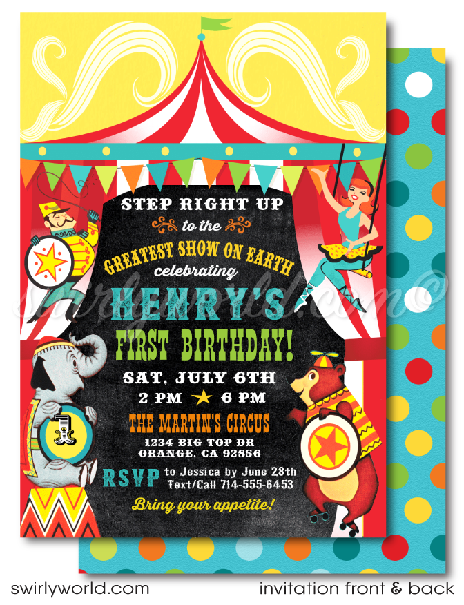 1st Birthday Carnival Invitations Printable Carnival Party Anechoic
