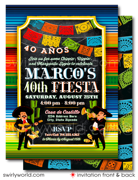 Birthday Party Printed Invitations Tagged "mexican mariachi fiesta ...