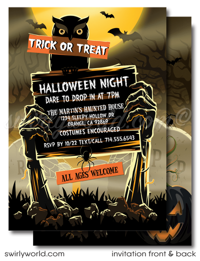 Zombie Walking Dead Graveyard Halloween Party Invitation - Customizabl ...