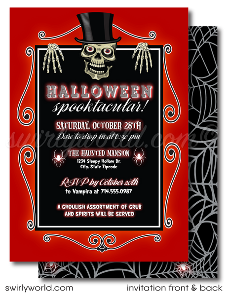 Bone-Chilling Halloween Party Invitation - Printed with Custom Envelop ...