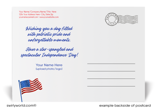 Digital Patriotic Neighborhood Celebrating the 4th of July Postcards f ...