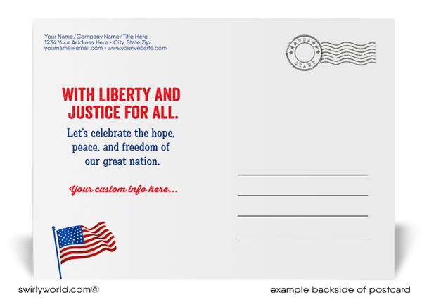 Digital American Patriotic Happy Independence Day July 4th Postcards f ...