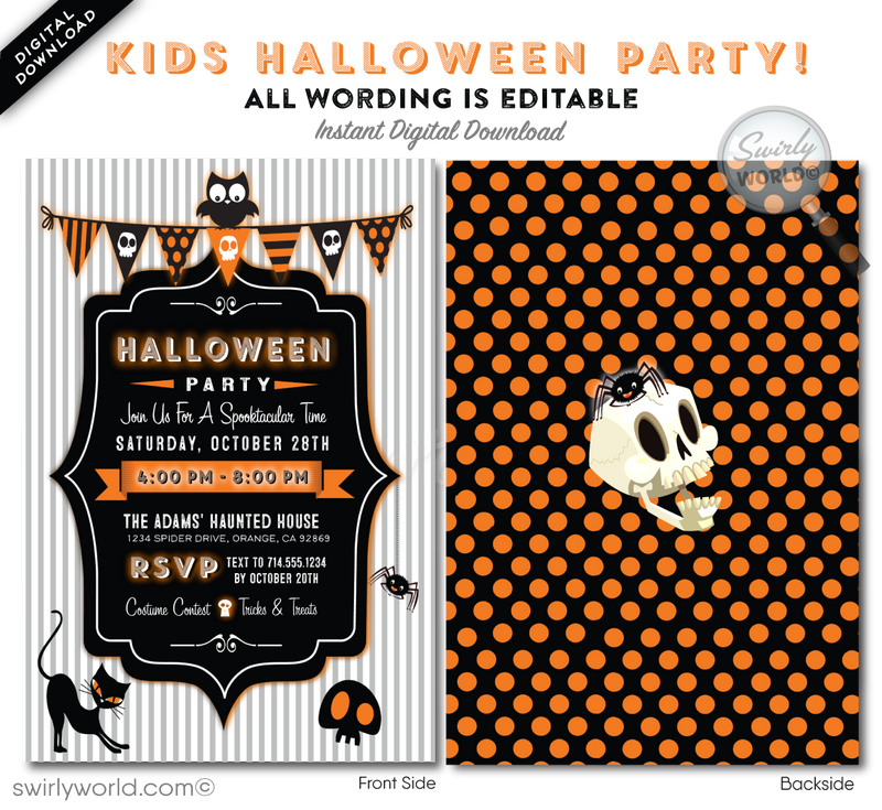 Halloween Party Invitations - Swirly World Designs Printable - swirly ...