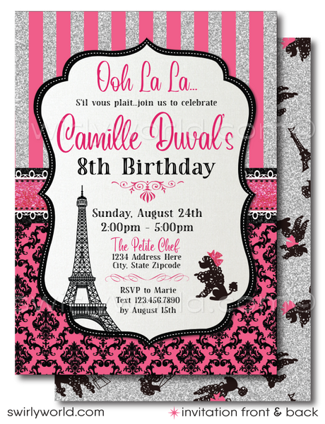 Eiffel Tower Invitations Editable Paris Birthday Party Printable
