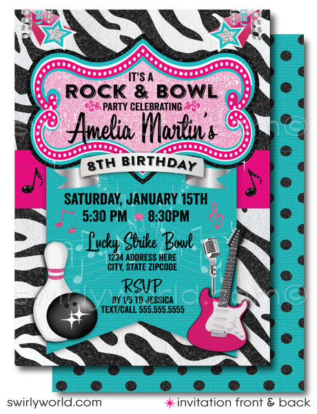 Rocker Girl Invitation Background Rock Star Party LARGE Invitations