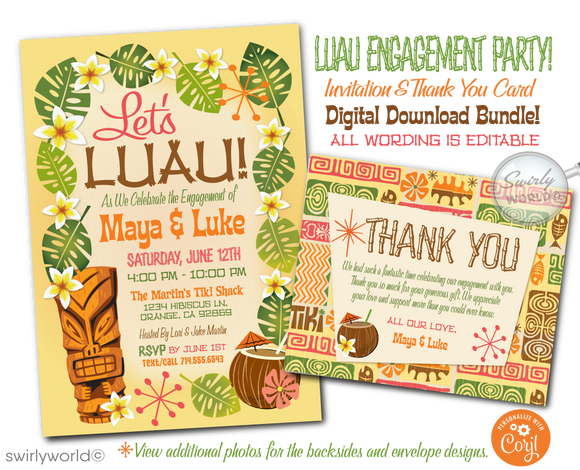 Digital Engagement Party Invitations - swirly-world-design
