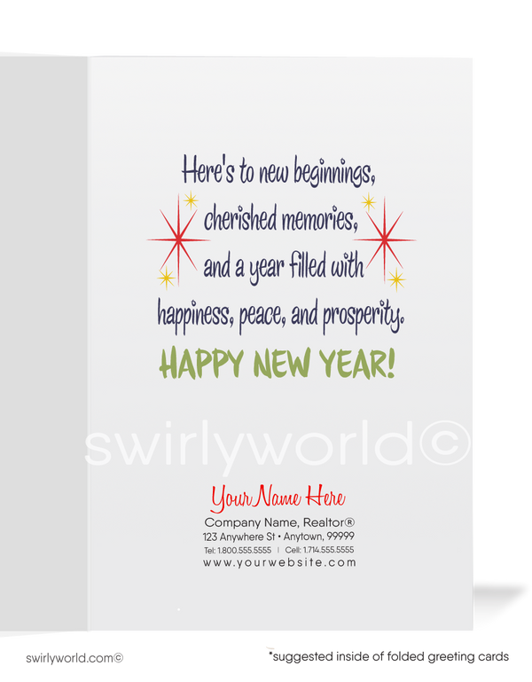 2024 Atomic MCM Mid-Century Retro Mod Happy New Year Cards Card Digita ...