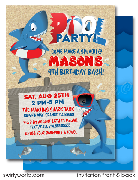 Shark Birthday Invitation Wording Baby Shark Birthday Invitation | Fun
