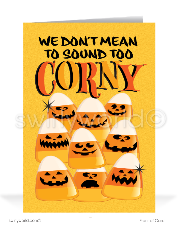 Humorous Candy Corn Halloween Greeting Card - "CORNY" & "Spooktacular ...