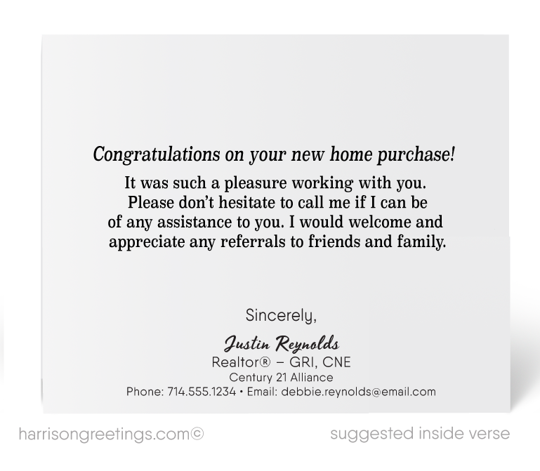 Congratulations On Your New Home Purchase Realtor Cards - swirly-world ...