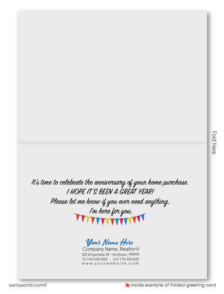 Happy Birthday to Your House Anniversary Cards for Realtors Real Estat ...