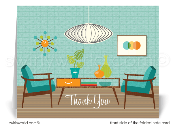 Mid-Century Modern Note Cards - swirly-world-design