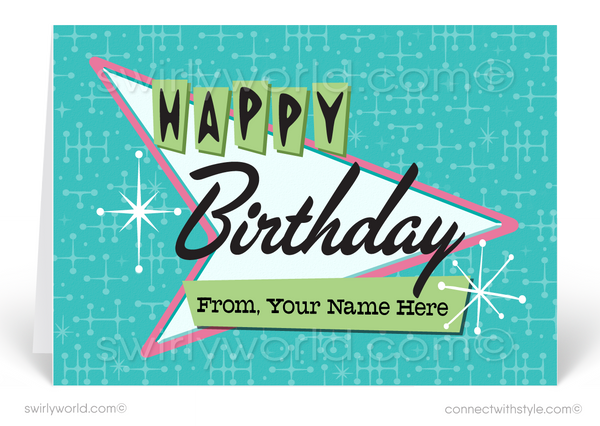 Retro Modern Birthday Cards - swirly-world-design