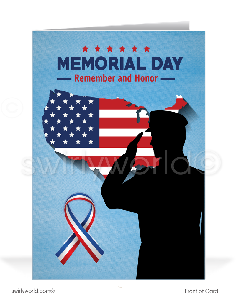 Patriotic American Veterans Memorial Day Cards for Business - swirly ...