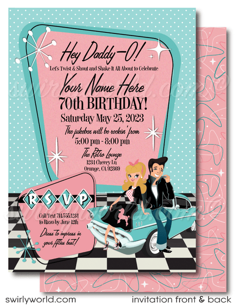 Birthday Invitations Tagged "danny and sandy grease party" - swirly ...