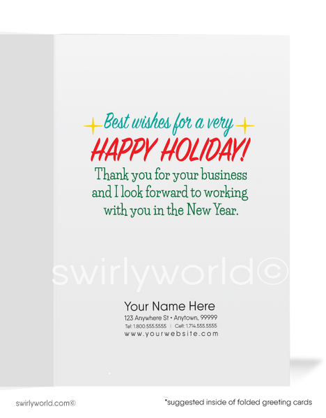 Cute Merry Christmas Holiday Greeting Cards for Realtor Women in Busin ...
