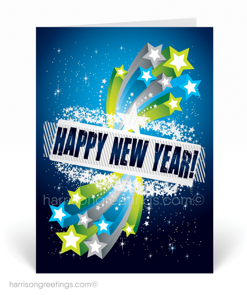 Modern and Festive Happy New Year Greeting Cards - swirly-world-design