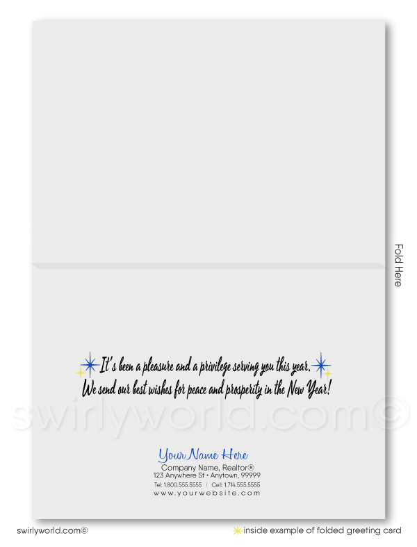 Realtor New Year Cards - Swirly World Designs Festive Blue - swirly ...