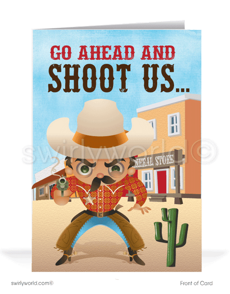 Funny Cowboy Shooter Collect a Debt on Past-Due Accounts Customer Coll ...