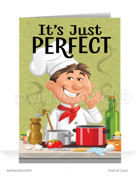 Chef Cartoon "It's Perfect Doing Business With You" Humorous Client Th ...