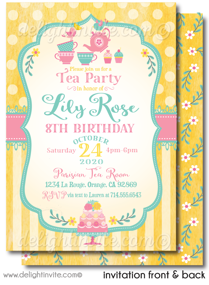 Tea Party Birthday Invitations