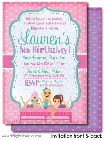 Spa Birthday Invitations