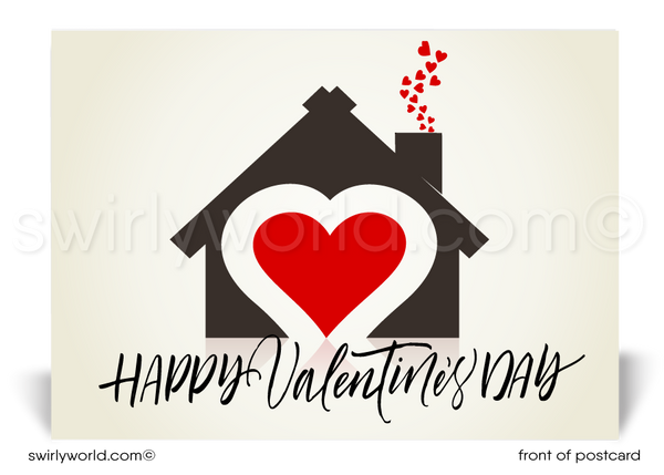 Home With Hearts Coming Out Of Chimney Valentine's Day Postcards for R ...