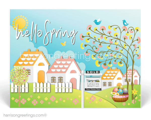 Happy Spring Easter Postcards for Realtors - swirly-world-design