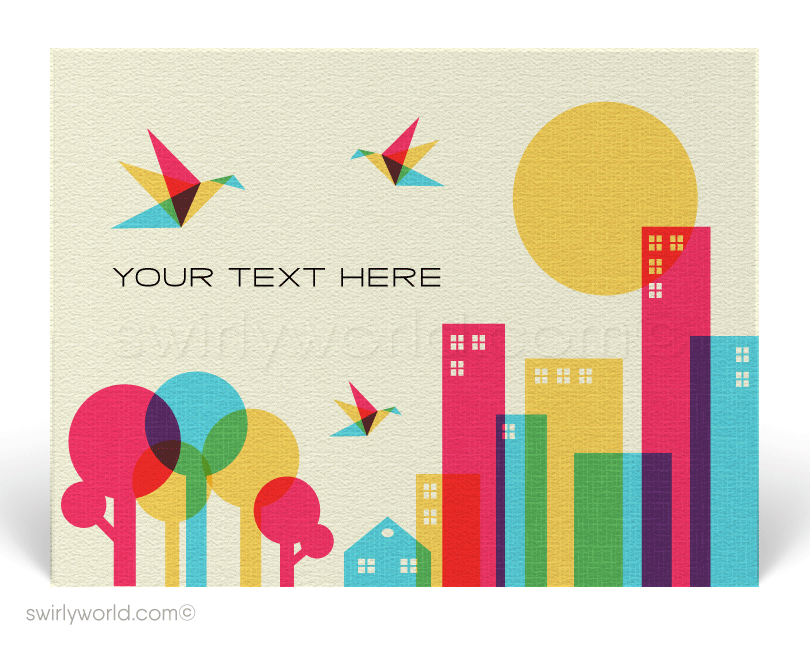 Retro Mid-Century Modern Commercial Building Design Postcards for Real ...