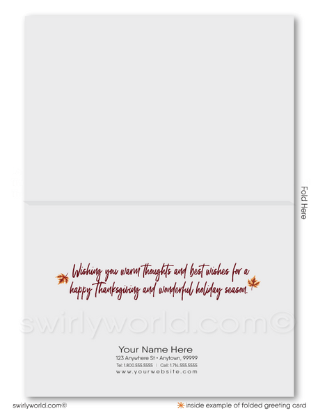 Customizable Thanksgiving Realtor Greeting Card with Logo Personalizat ...