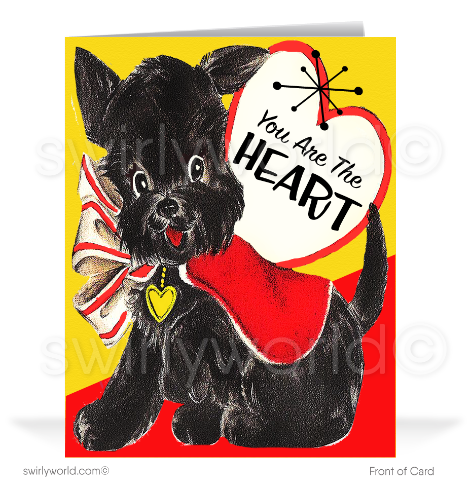 Digital 1950s Mid-Century Vintage Cute Kitsch Puppy Retro Valentine's ...