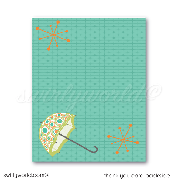 Mid-Century Atomic Mod 1960s Baby Shower Thank You Cards Gender Neutra ...